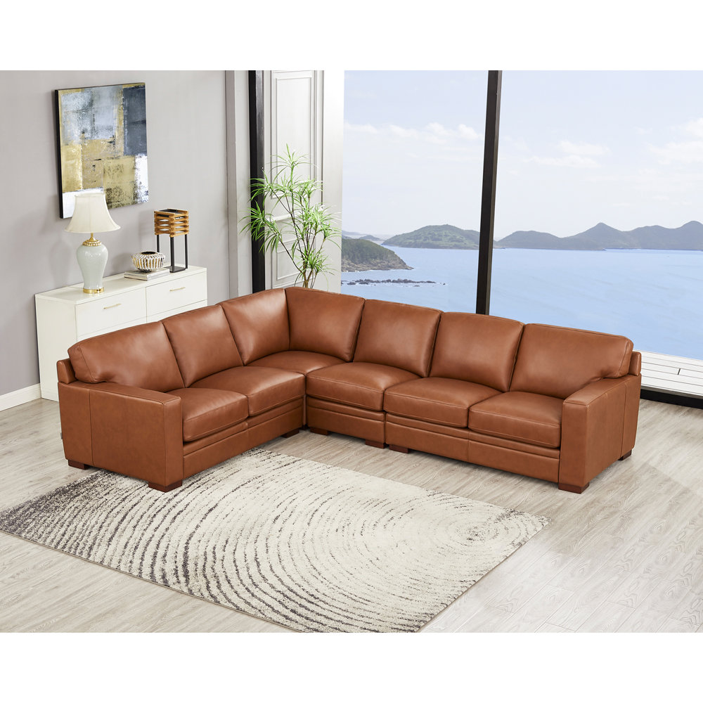 Latitude Run® Dillon Genuine Leather Modular Sectional | Wayfair