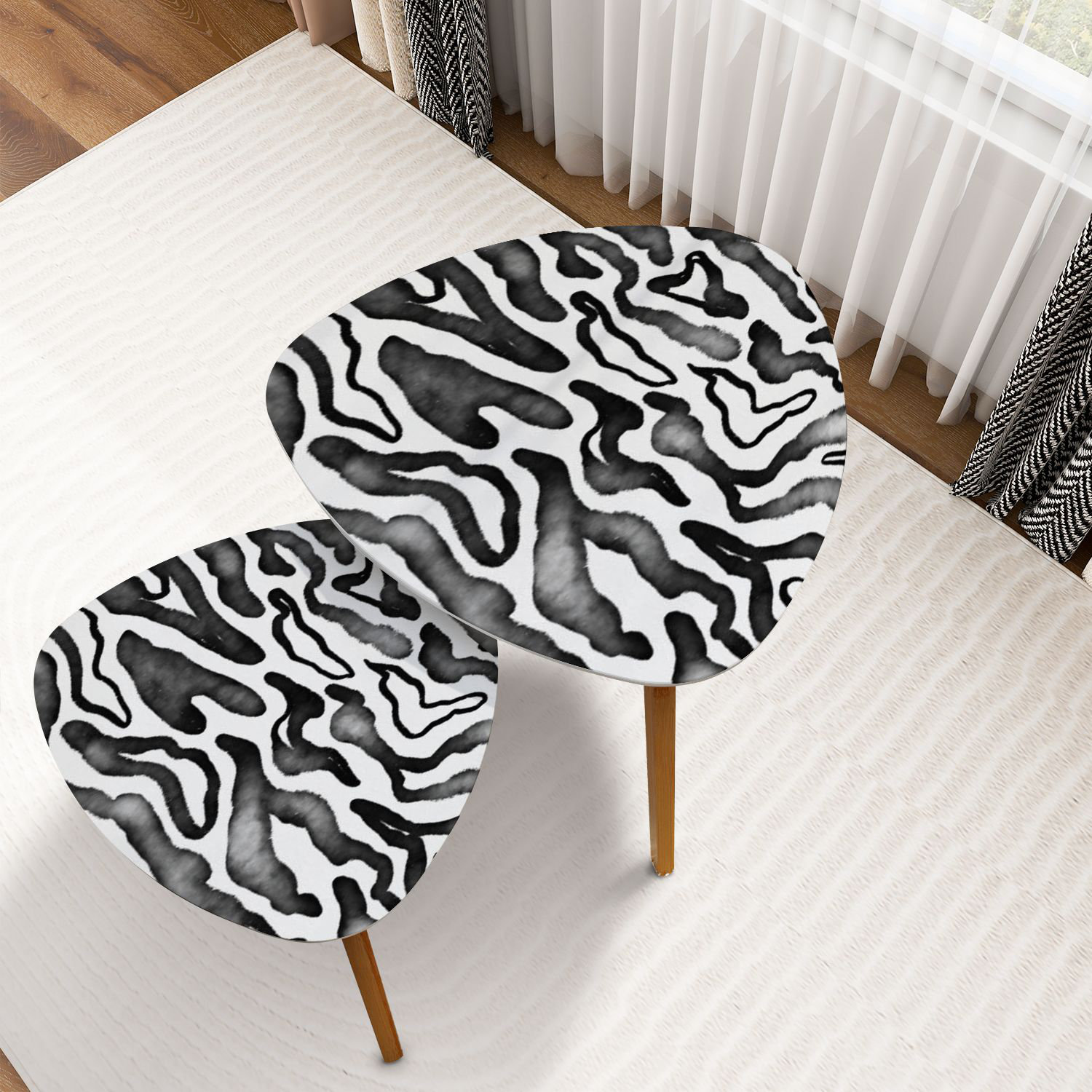 George Oliver Triangle Nesting Coffee Table Set of 2 Abstract line ...