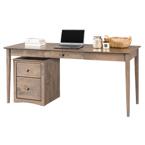Lark Manor Solid Wood Large Writer's Desk With Mobile File Cabinet ...