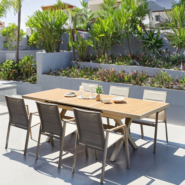 Hokku Designs Cahlan 6 - Person Rectangular Extendable Outdoor Dining ...