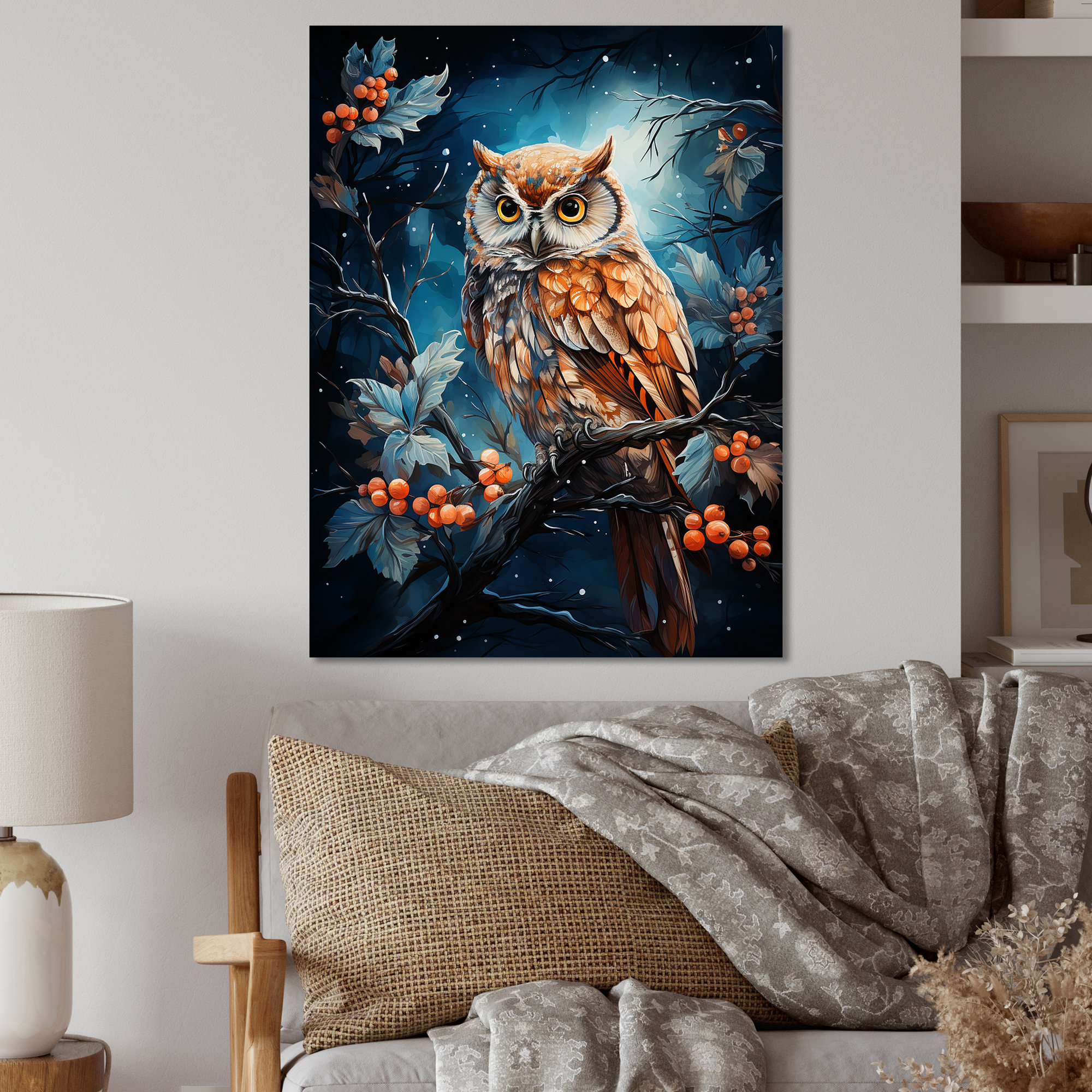 Loon Peak® Starry Night Owl Guardian II - Owl Animal Metal Wall Art ...