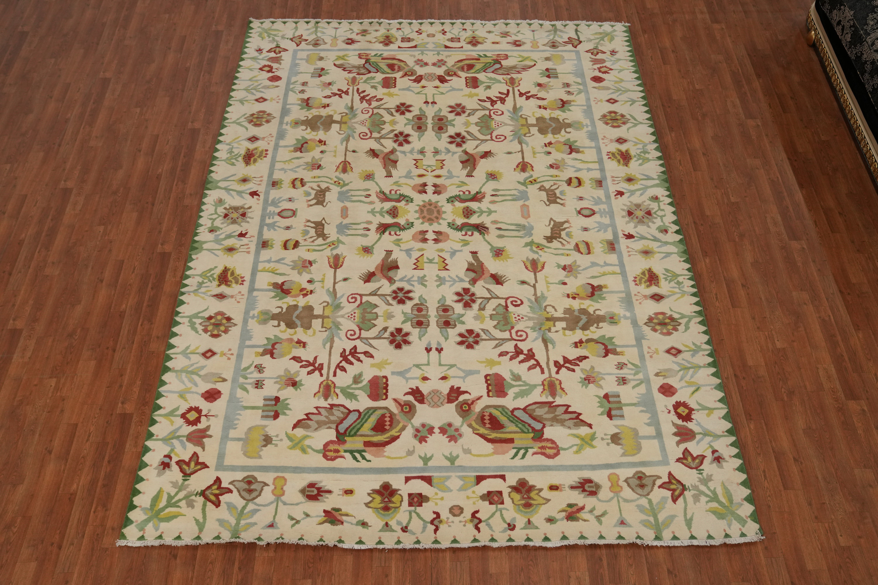Isabelline Animals Design Aubusson Vegetable Dye Area Rug 9x12 | Wayfair