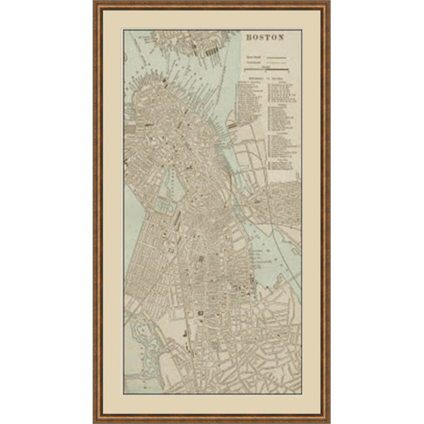 GlobalDesigns Tinted Map of Boston Framed Graphic Art | Wayfair