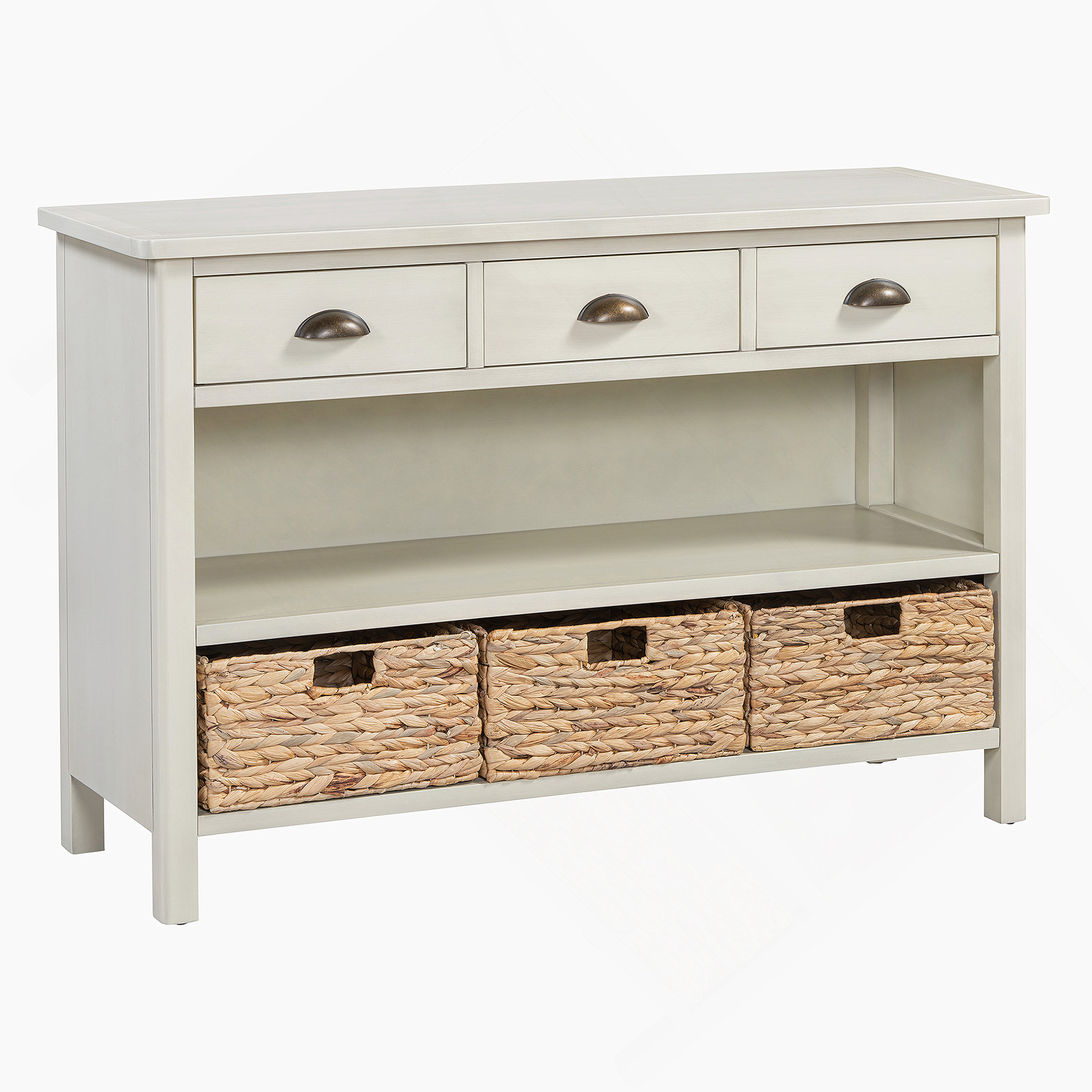 Lark Manor™ Vintage Console Table with Drawers, Water Hyacinth Woven ...