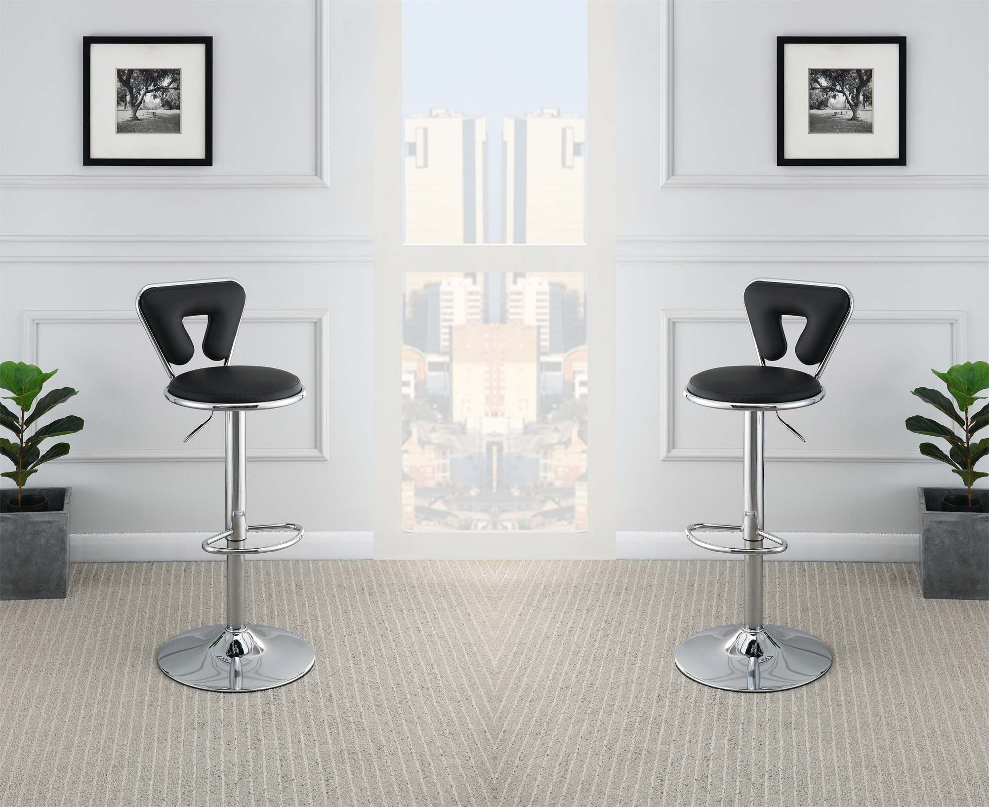 Hokku Designs Adjustable Bar Stool Gas Lift Chair Faux Leather Metal ...
