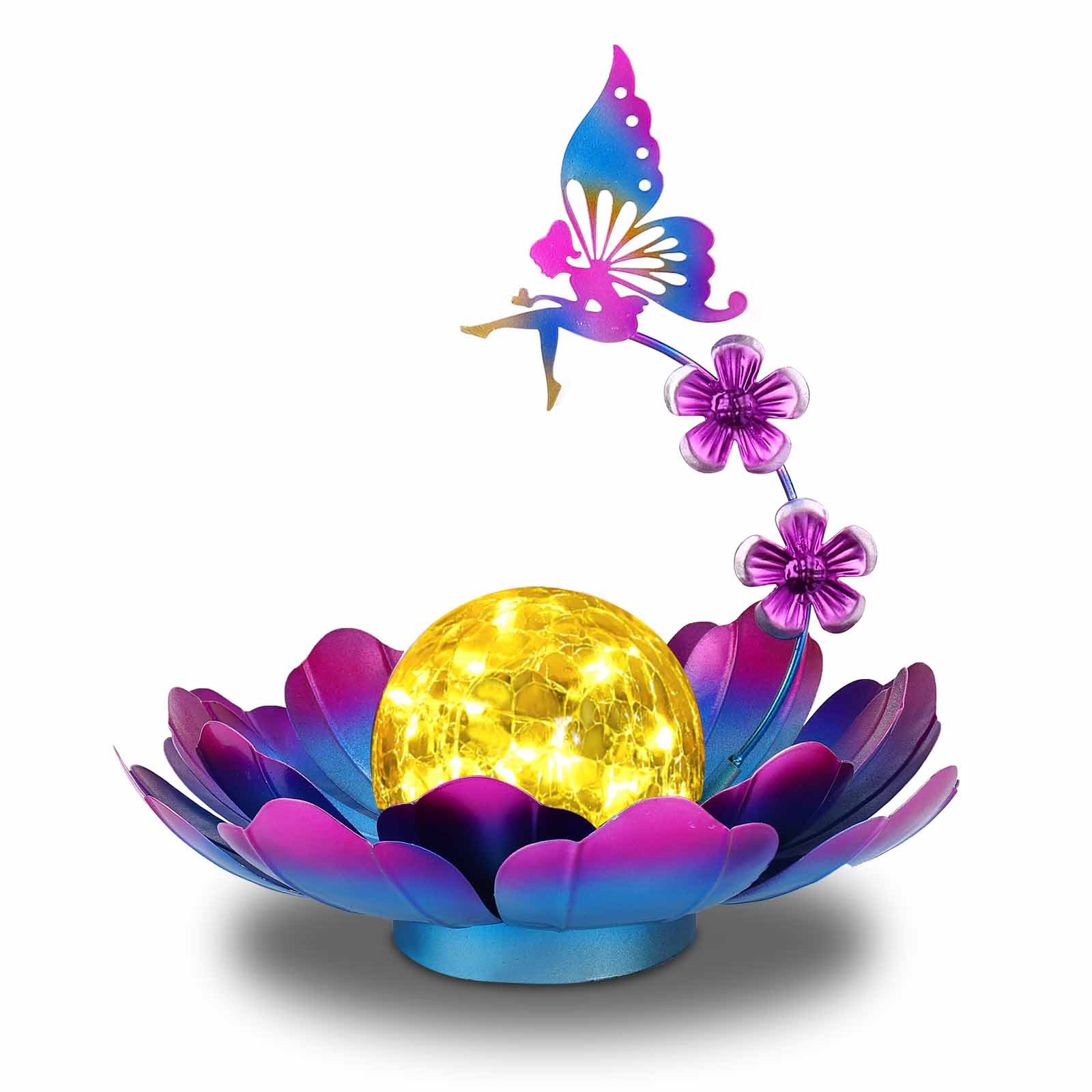 Hedaqi Lotus Flower Fairy Solar Powered Pathway Light Garden Decor ...
