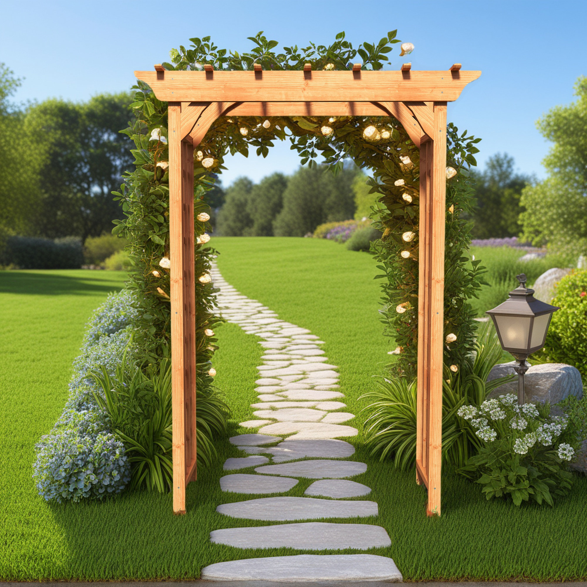 iYofe Romantic Solid Wood Garden Arbor, Elegant Wedding Arch & Plant ...