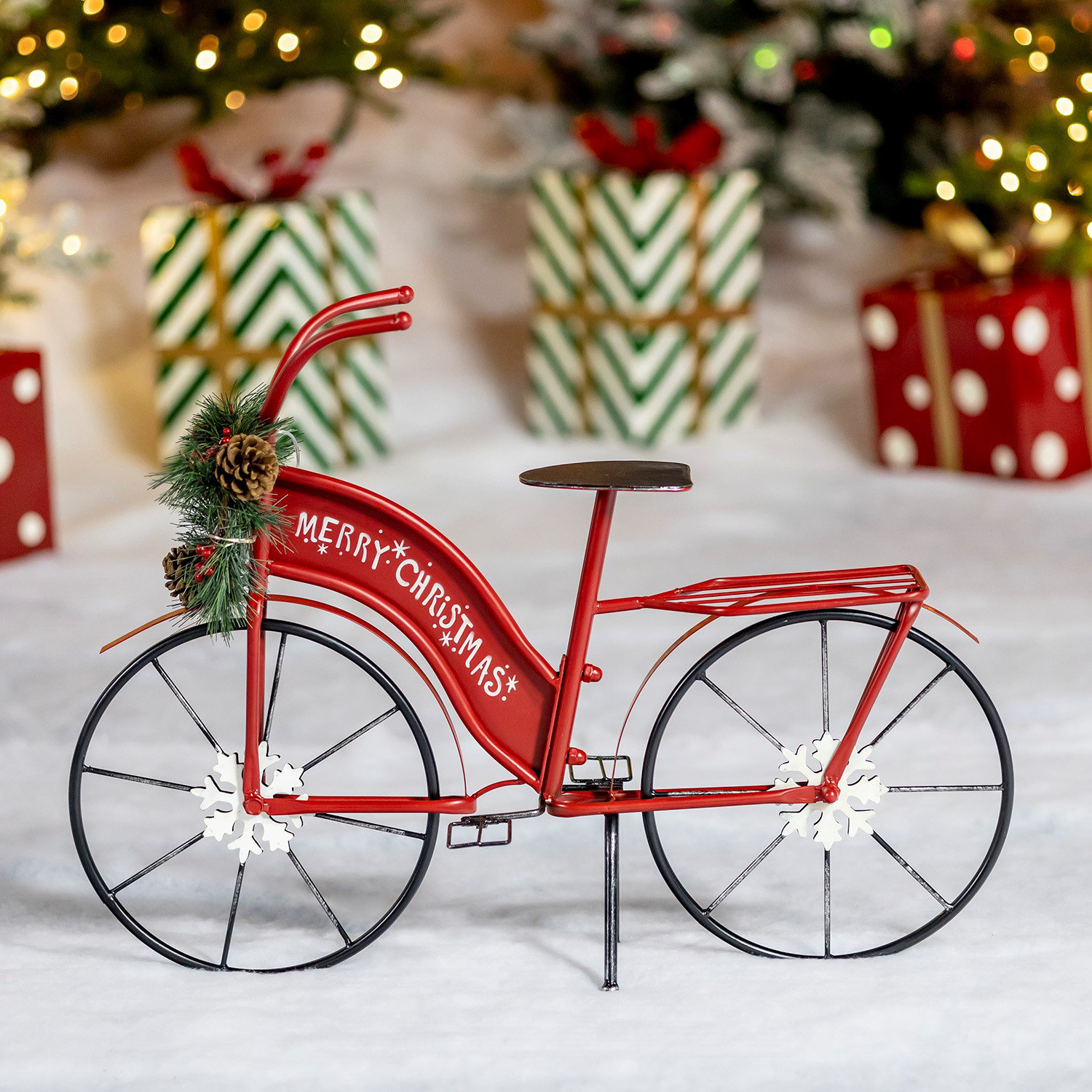 The Holiday Aisle® Merry Christmas Bicycle with Wreath and LED Lights ...