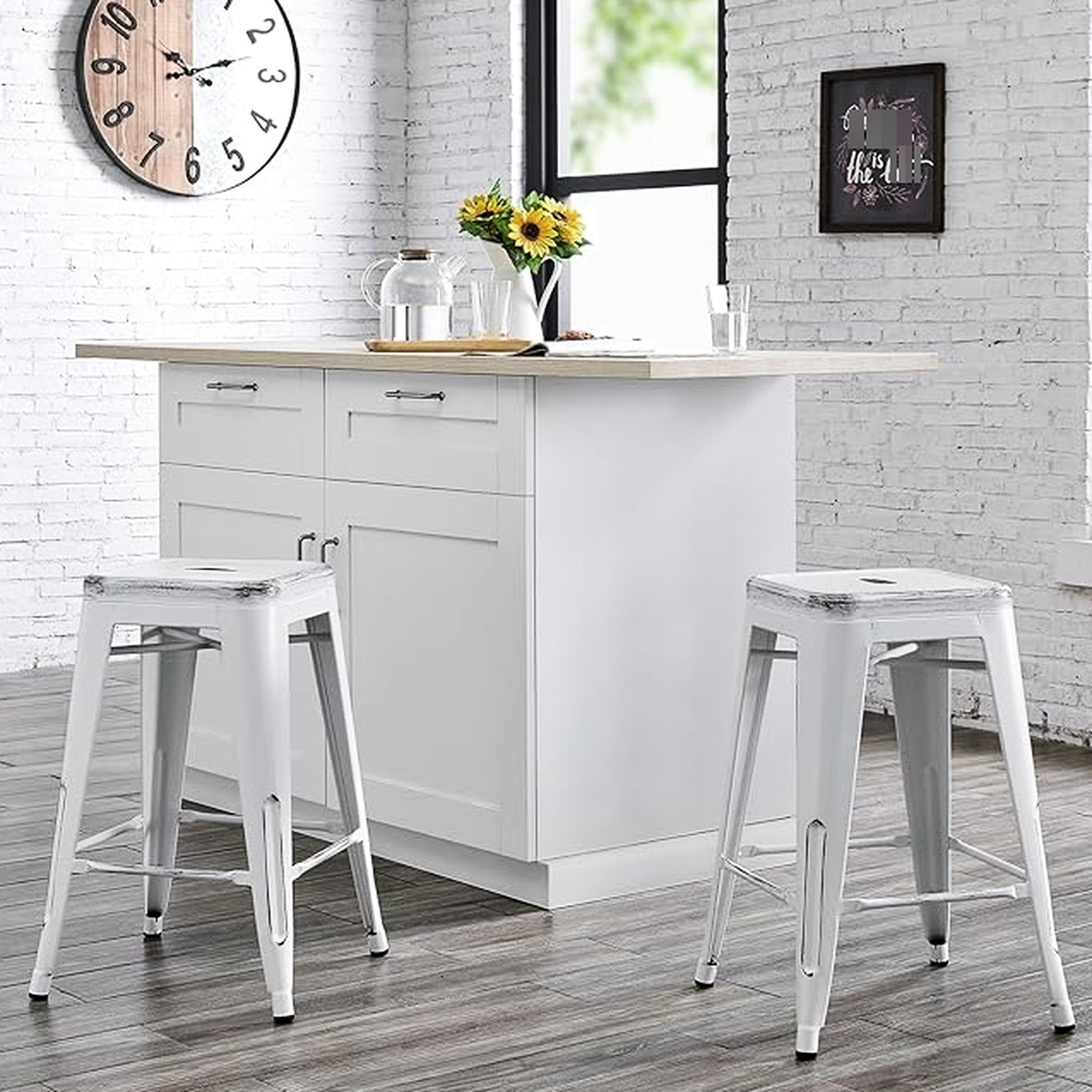 17 Stories Industrial Contemporary Backless Metal Bar Stools ( Of 2 ...