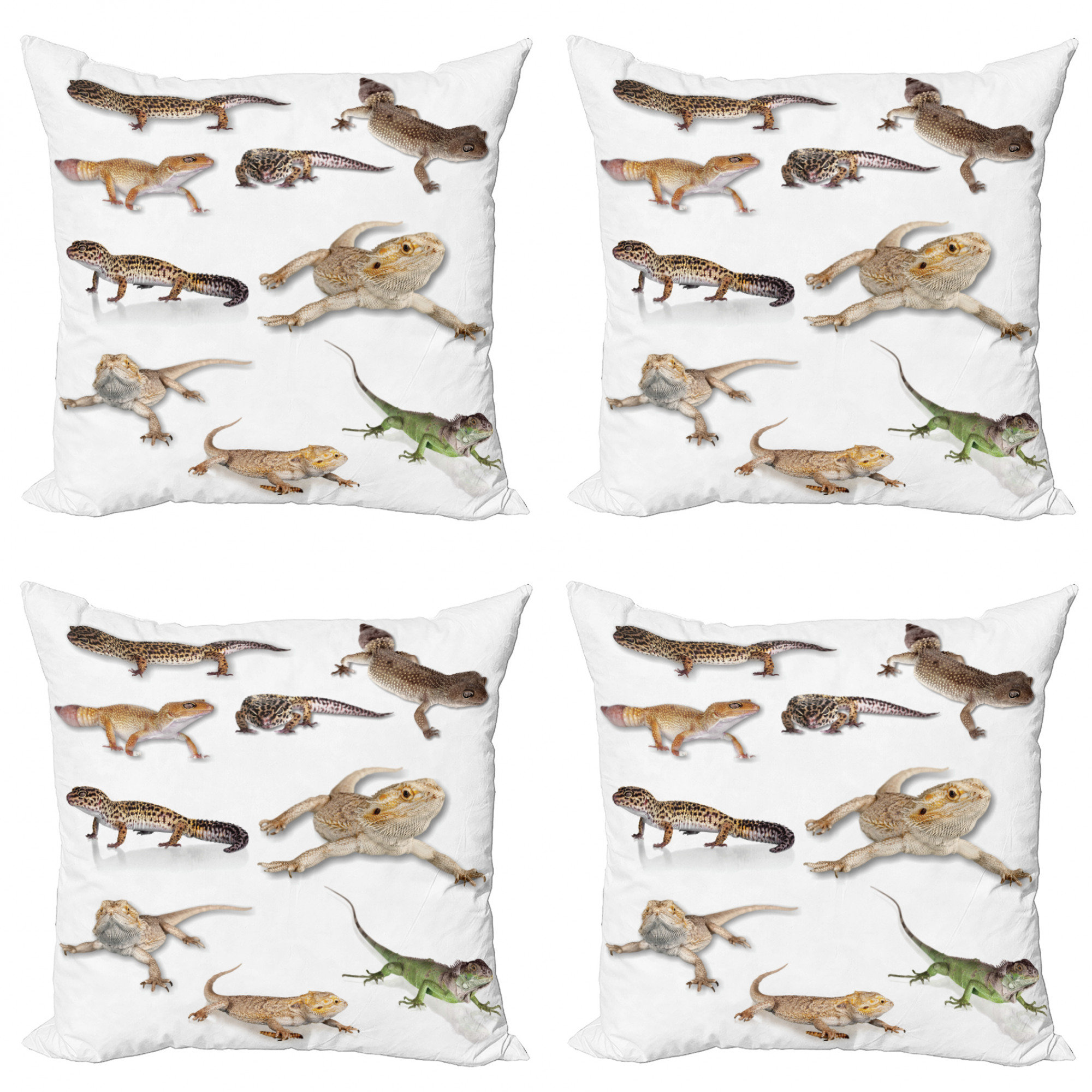 Ambesonne Reptile Decorative Throw Pillow Case Pack Of 4, Colorful ...