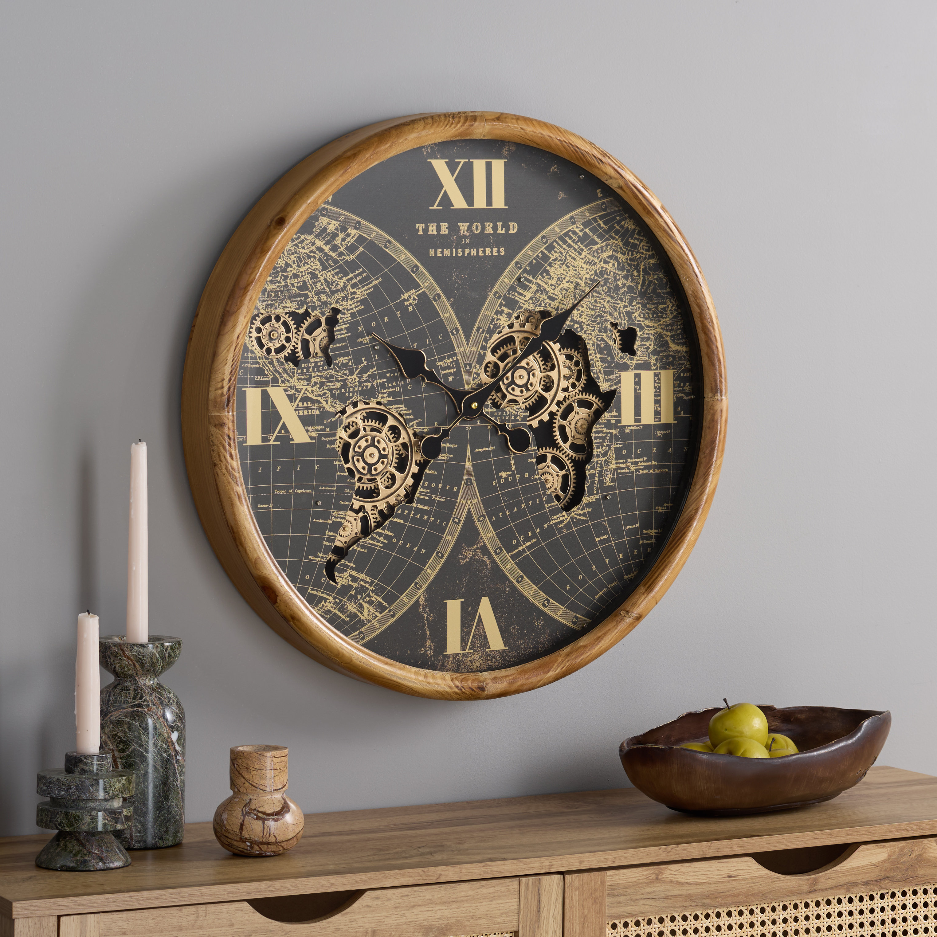 Astoria Grand Clayton World Gear Wall Clock | Wayfair