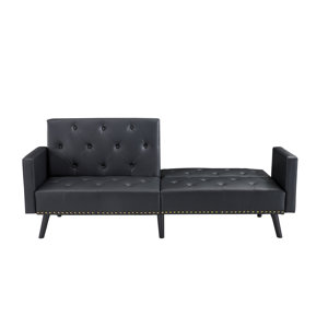 Williston Forge Sprague 75" Faux Leather Tuxedo Arm Sofa with ...