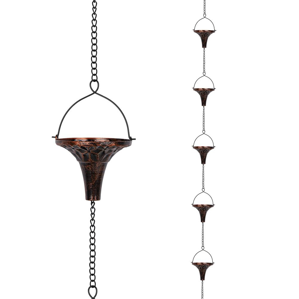 Latitude Run® 12Ft Outdoor Rain Chain With 12 Funnel Shaped Cups ...