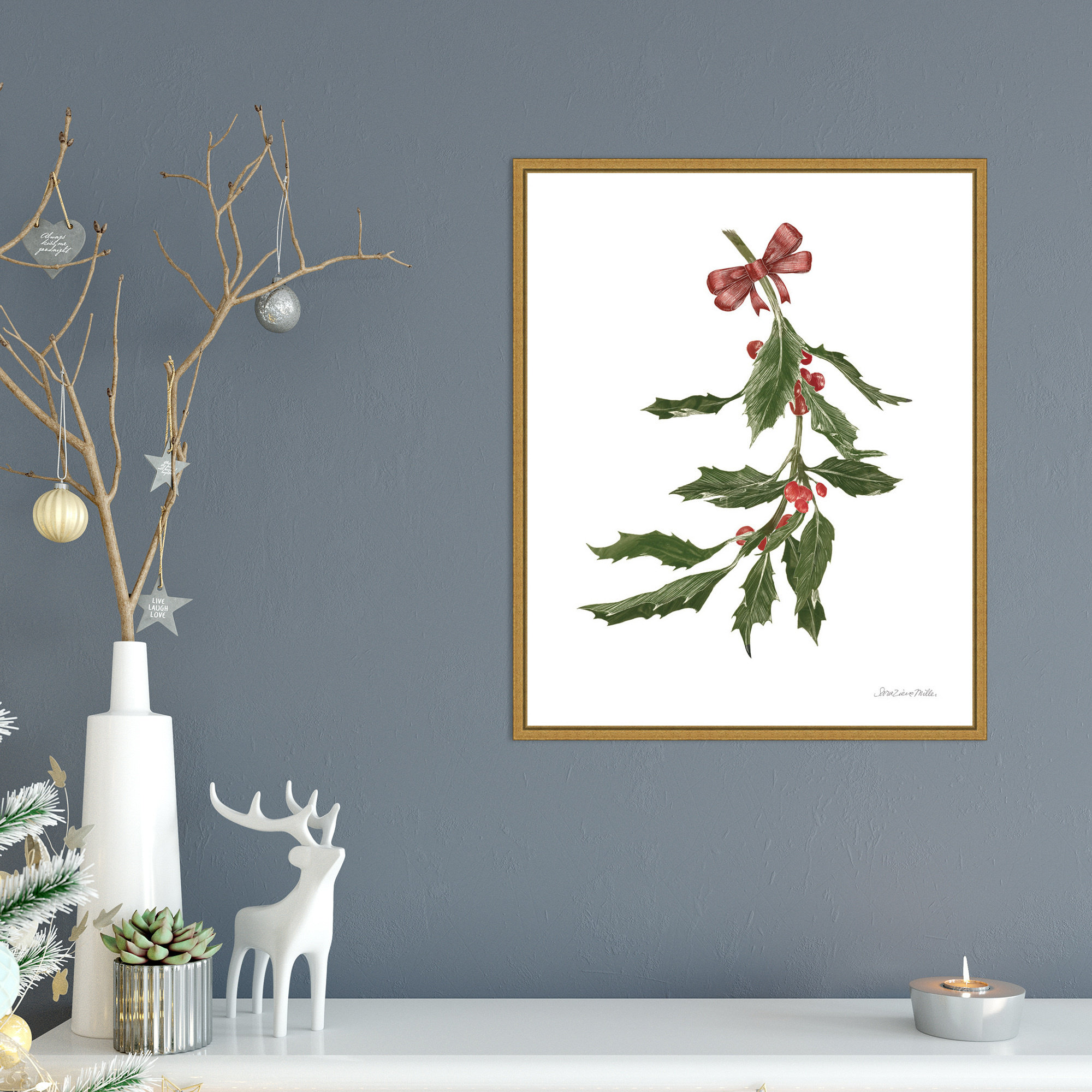 The Holiday Aisle® Peace and Joy Holly by Sara Zieve Miller - Floater ...