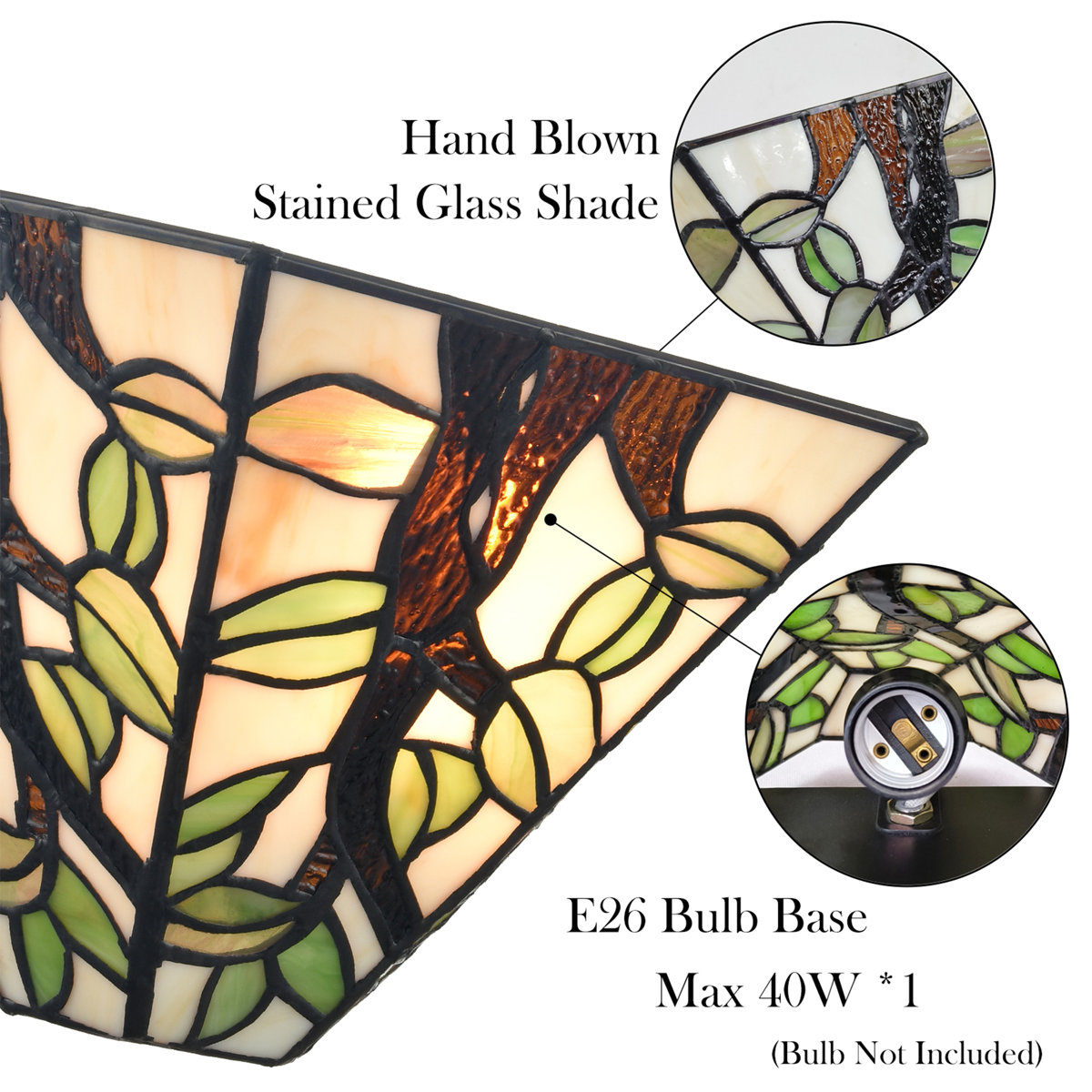 Astoria Grand Tiffany Style Wall Light Stained Glass Sconce | Wayfair