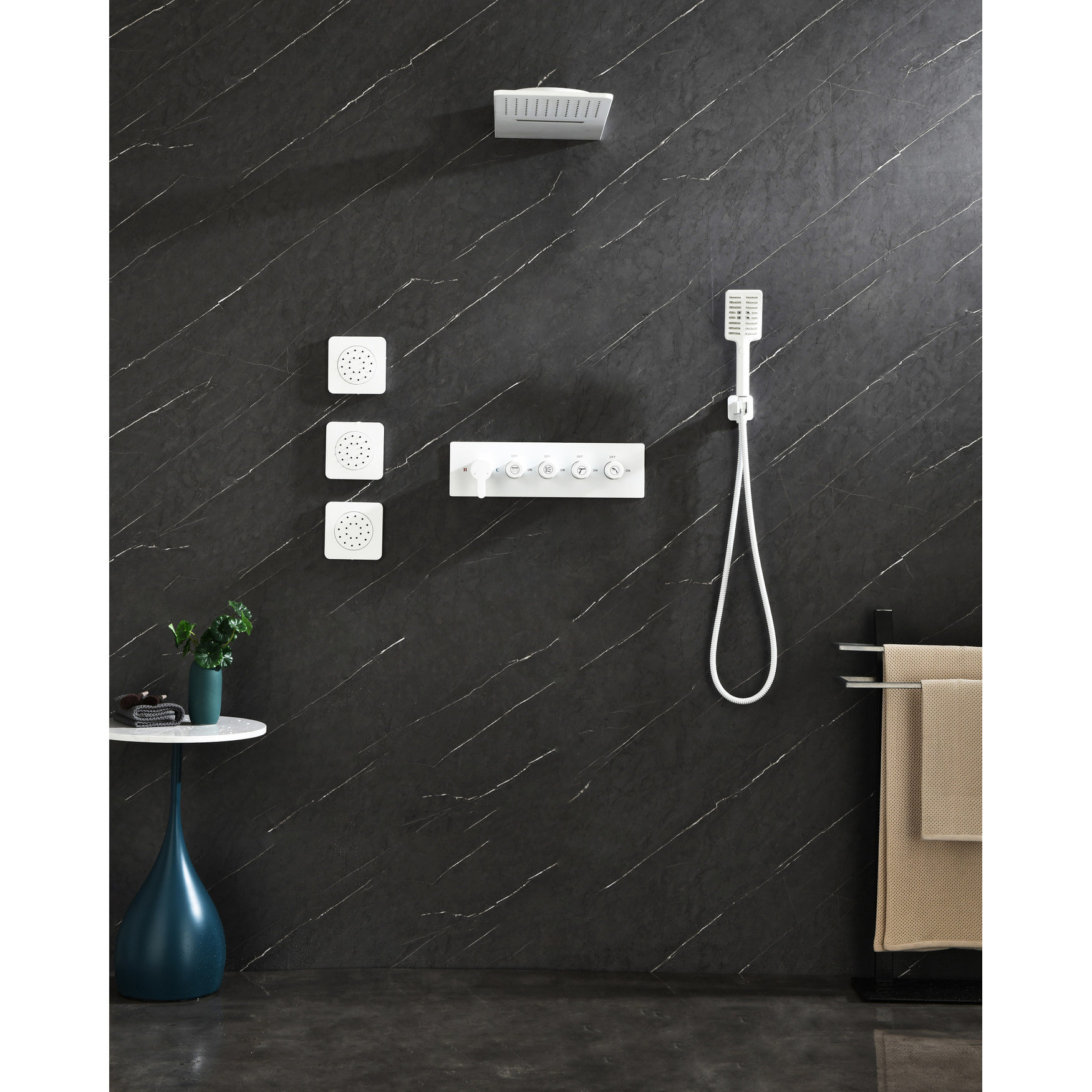 CaneCreations Concealed Installation Abs Body Jet Shower, 3pcs Square ...