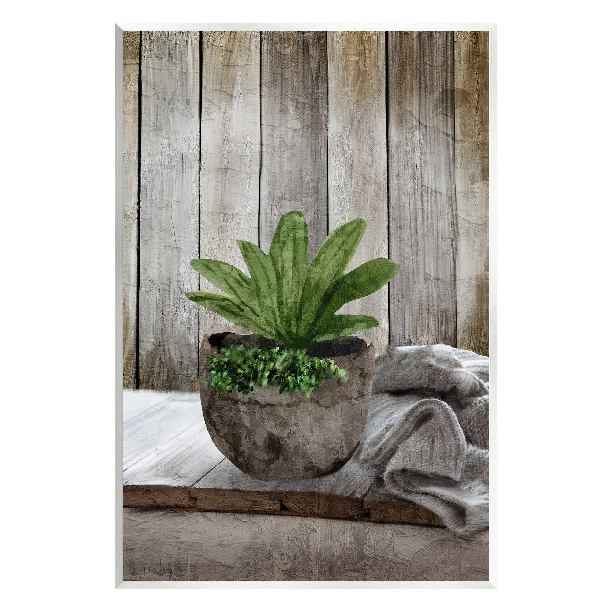 Stupell Industries Cozy Rustic Potted Plant Wall Plaque Art by Kim ...