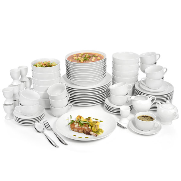 Brayden Studio Brandine 86 Piece Bone China Dinnerware Set, Service for ...