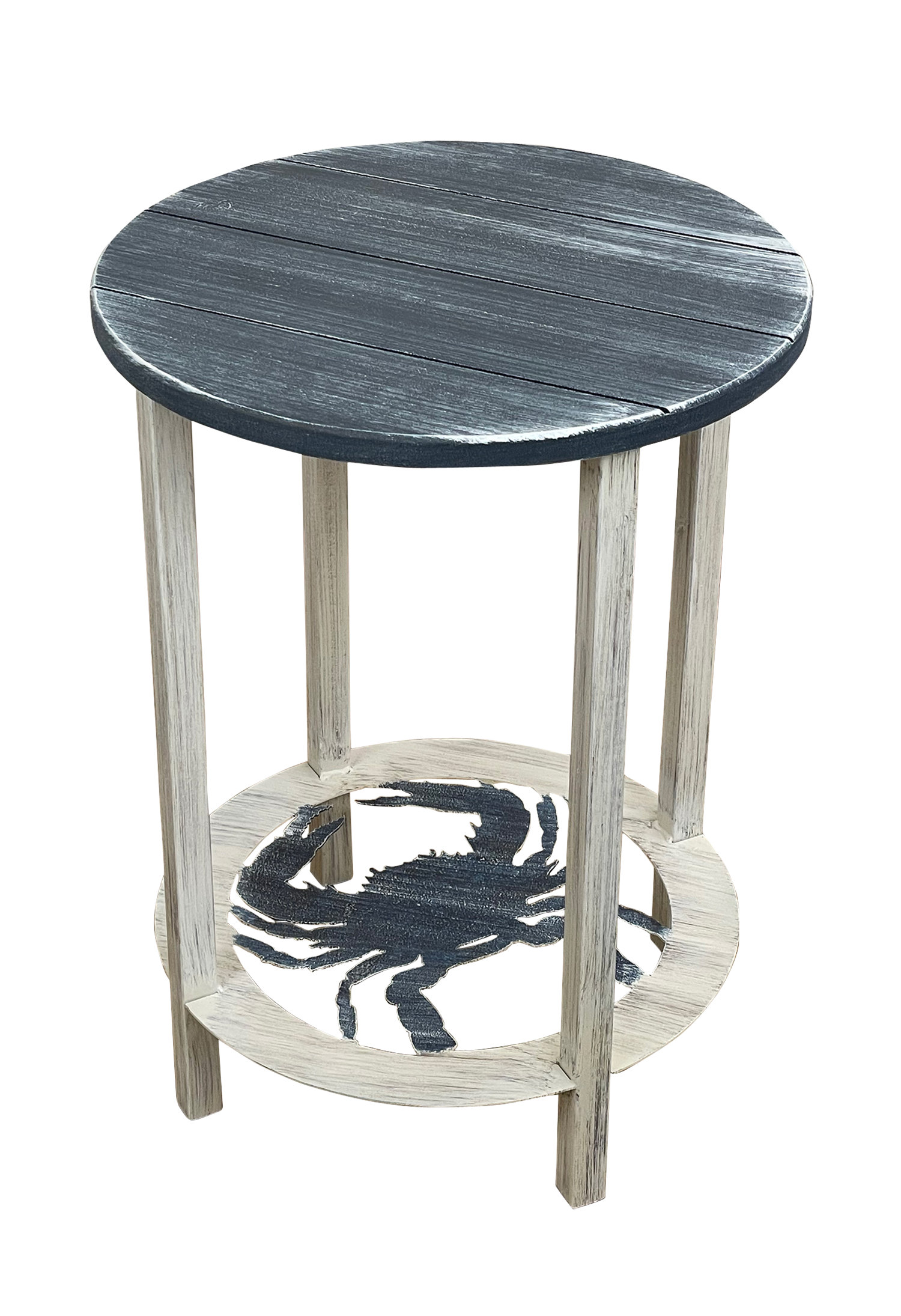 Highland Dunes Cottage/Navy Round 17" End Table With Crab Accent ...