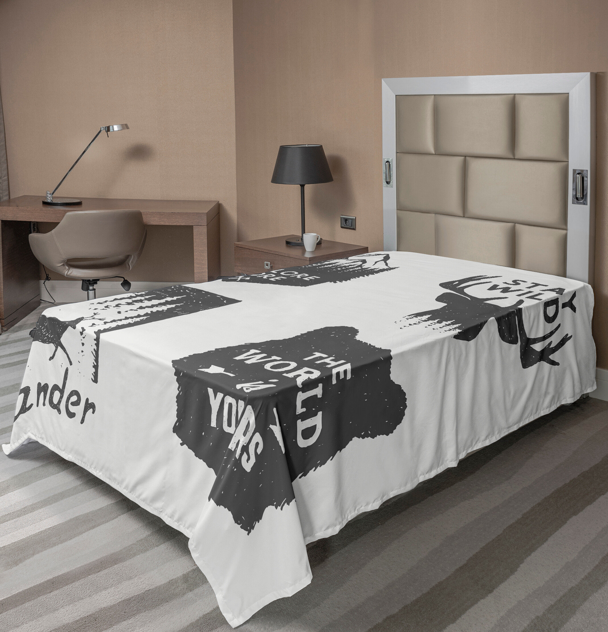 Ambesonne Saying Top Flat Sheet Stay Wild and Wander Grey | Wayfair