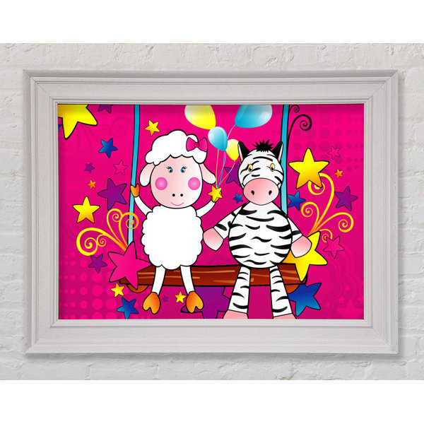 Bright Star Sheep And Zebra On Swing Celebration - Single Picture Frame ...