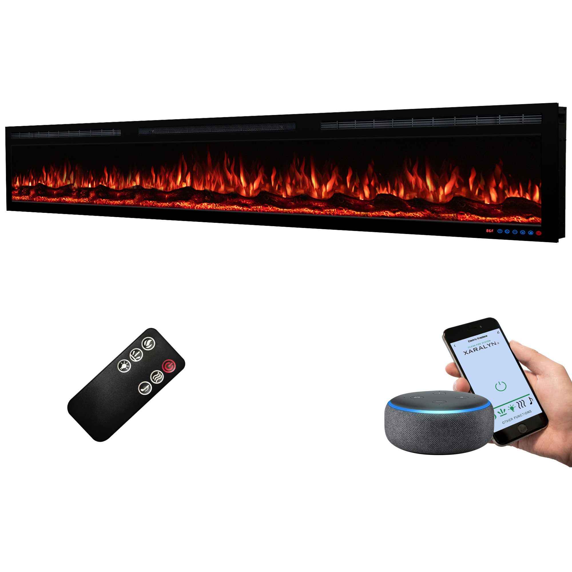 Symple Stuff Beldin WiFi-Enabled Electric Fireplace with Alexa or App ...