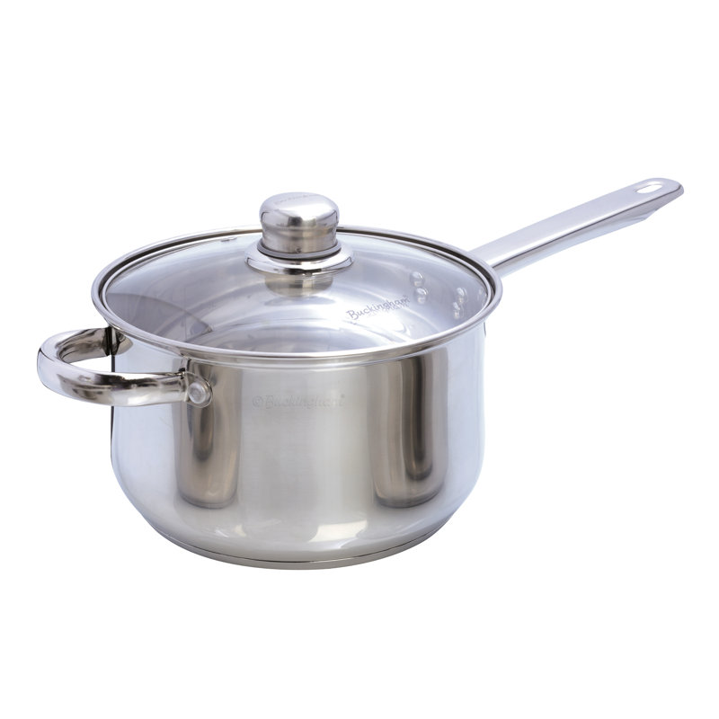 Buckingham Deep Induction Stainless Steel Saucepan with Glass Lid 20 cm ...