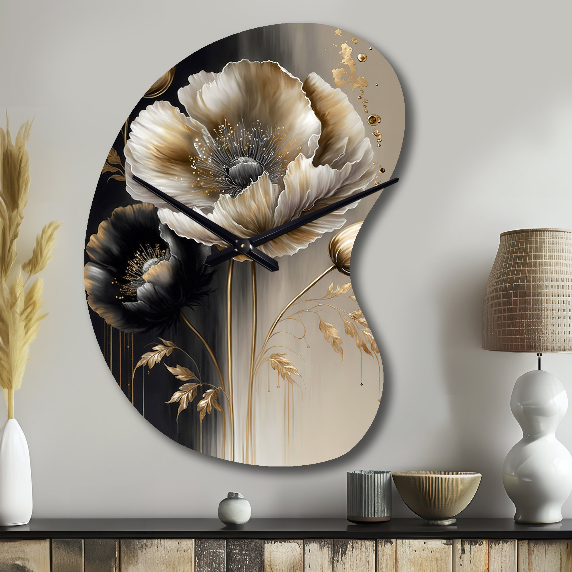 East Urban Home Grey Gold Flower Bouquet V - Unique Shape Floral Metal ...