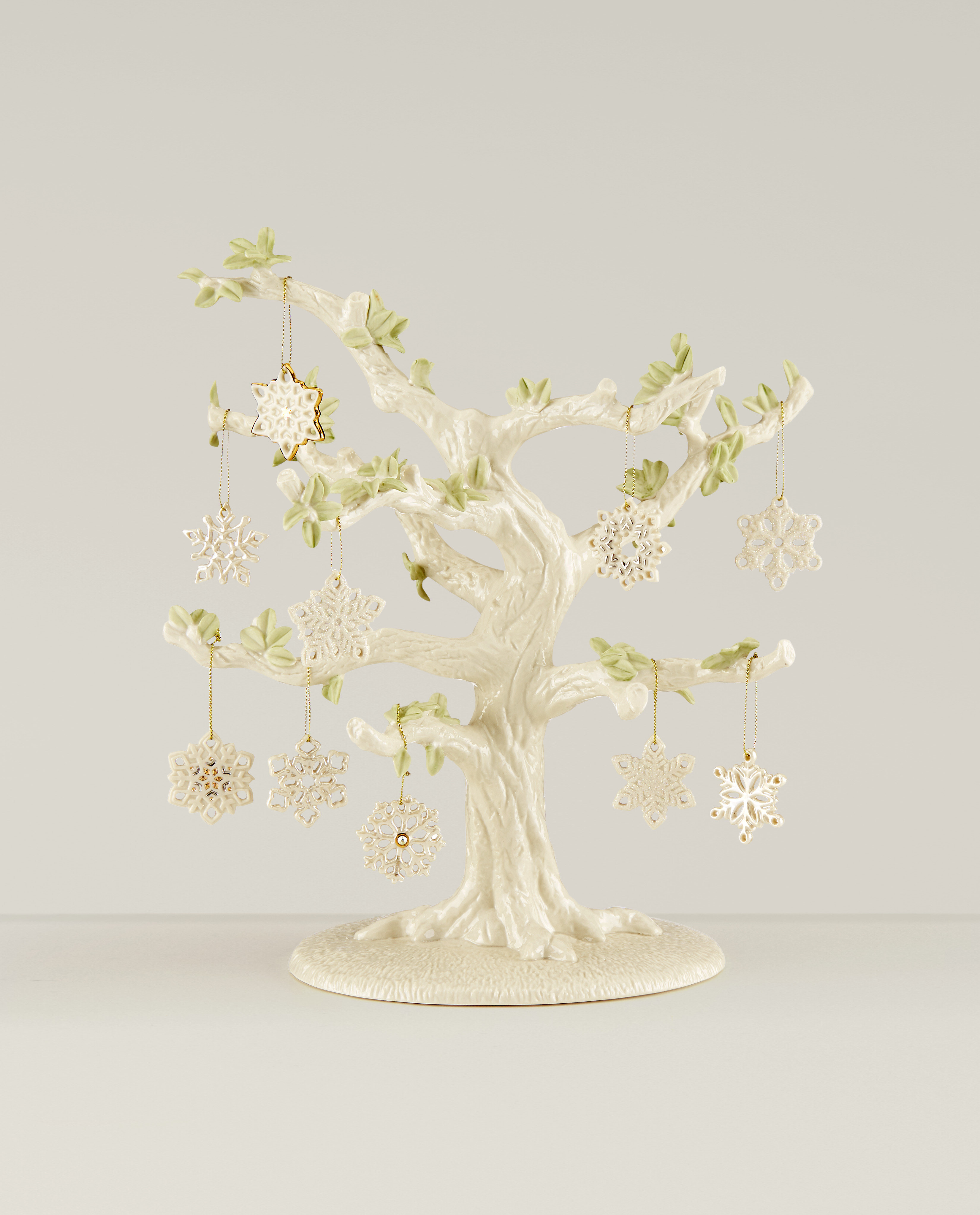 Lenox ORNAMENT TREES Snowflake 10 Piece Ornament & Tree Set & Reviews ...