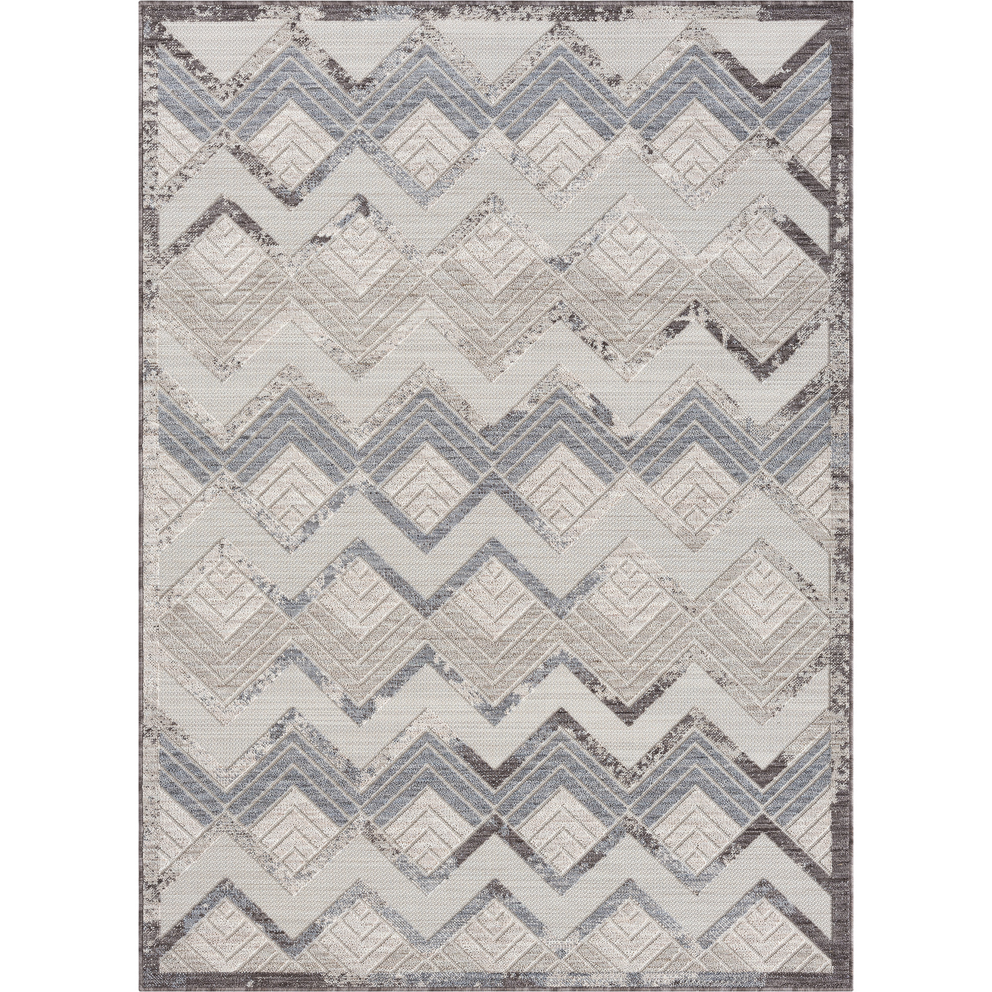 Union Rustic Jameer Chevron High-Low Pile Indoor/Outdoor Durable ...