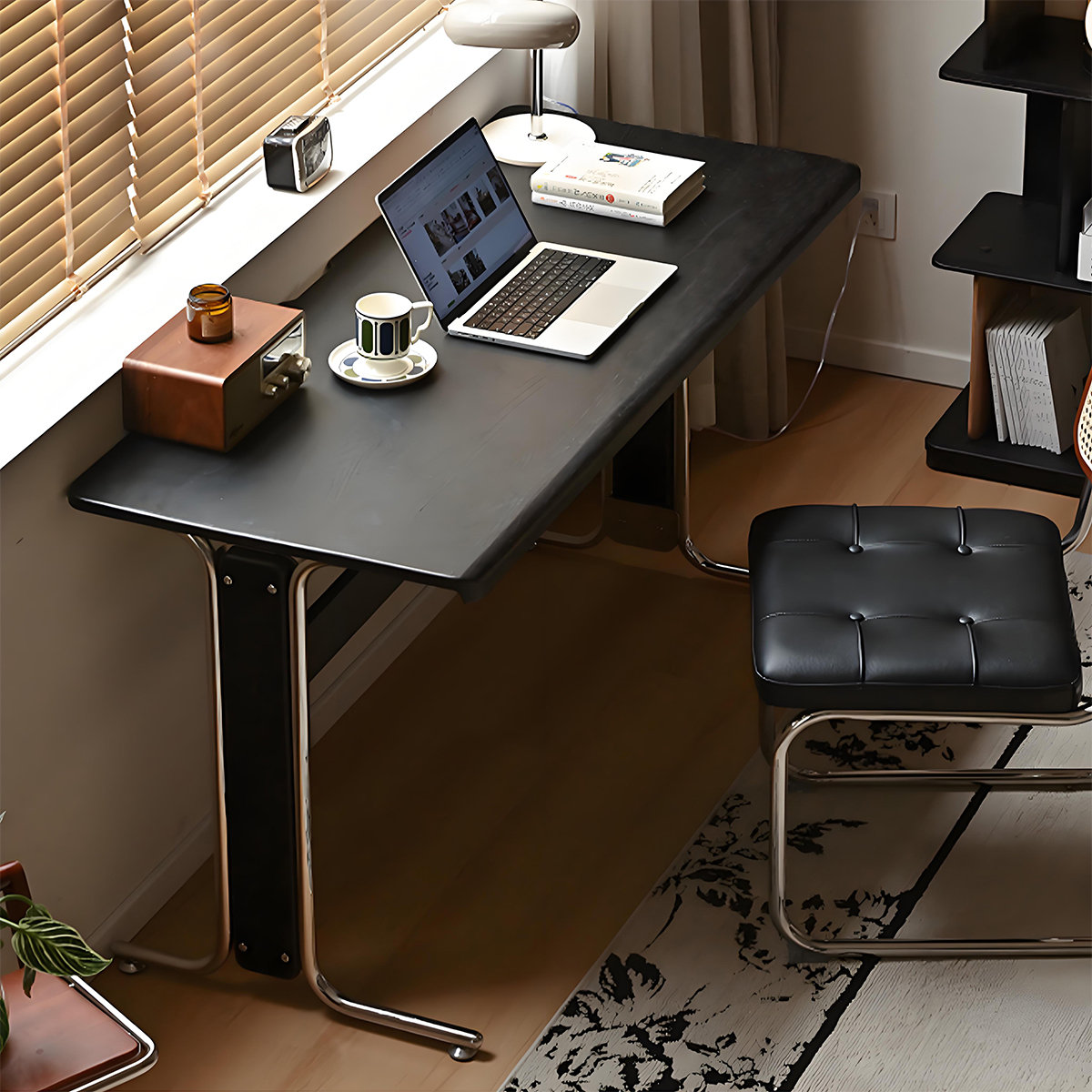 SINNOG Simple Black Solid Wood Desk - Wayfair Canada