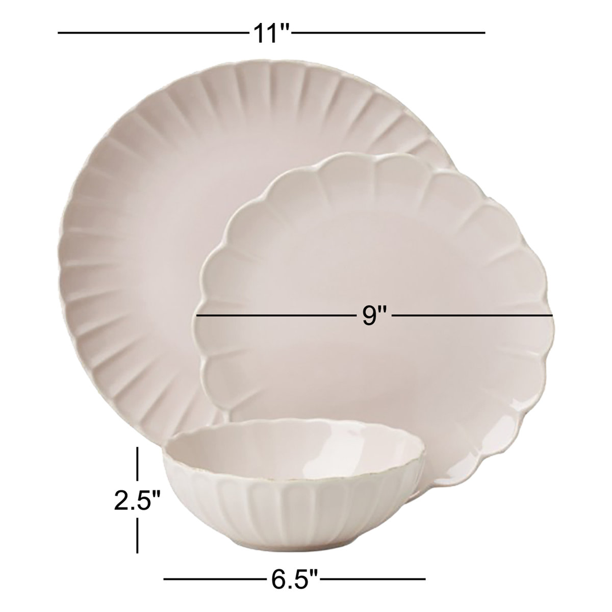 Lenox French Perle Scallop Blush 12-Piece Dinnerware Set & Reviews ...