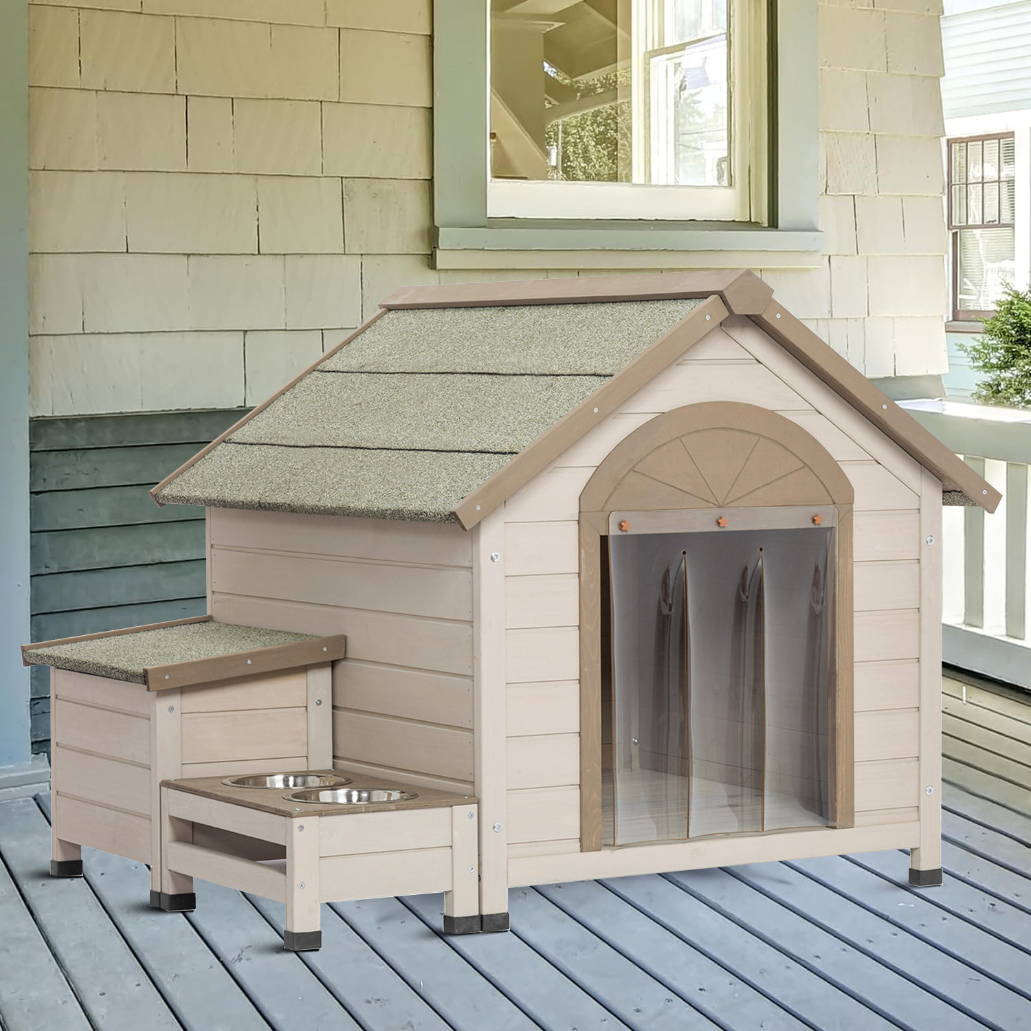 Tucker Murphy Pet™ Adante Cream Wood Dog House | Wayfair