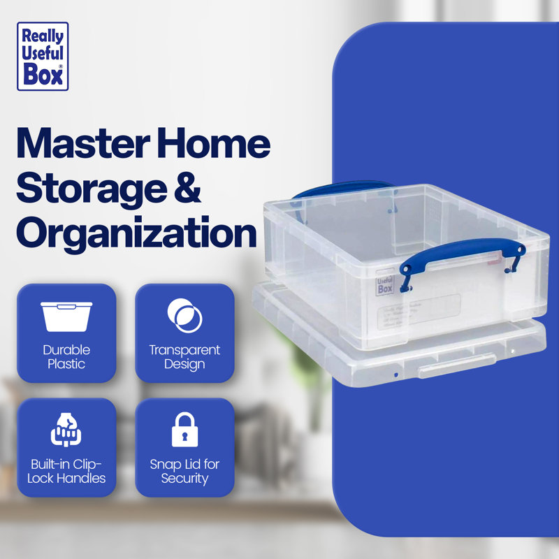 Really Useful Box 8.1L Plastic Storage Container w/Snap Lid & Clip Lock ...