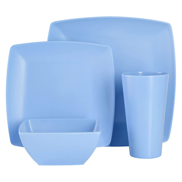 Gibson Home 16 Piece Melamine Dinnerware Set in Blue | Wayfair
