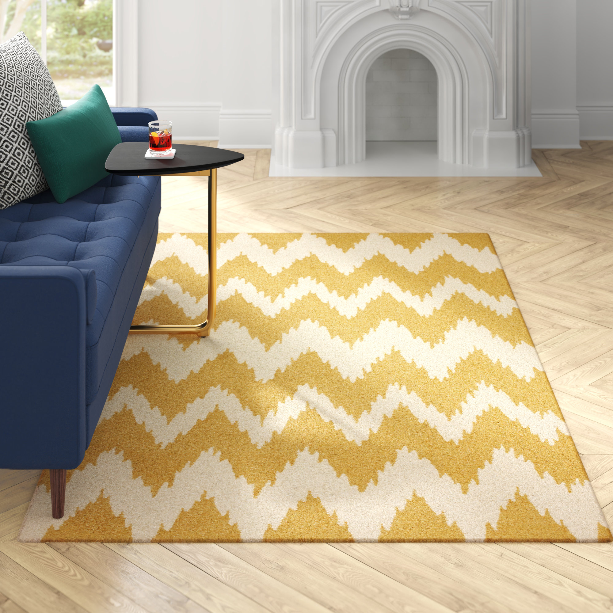 Latitude Run® Joni Chevron Hand-Tufted Mustard Area Rug | Wayfair