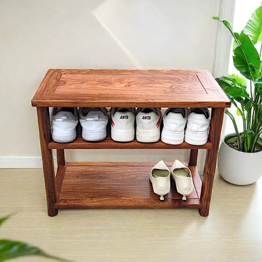 DICIXA Chinese Classical Double-Layer Rosewood Shoe Rack 6 Pair Solid ...