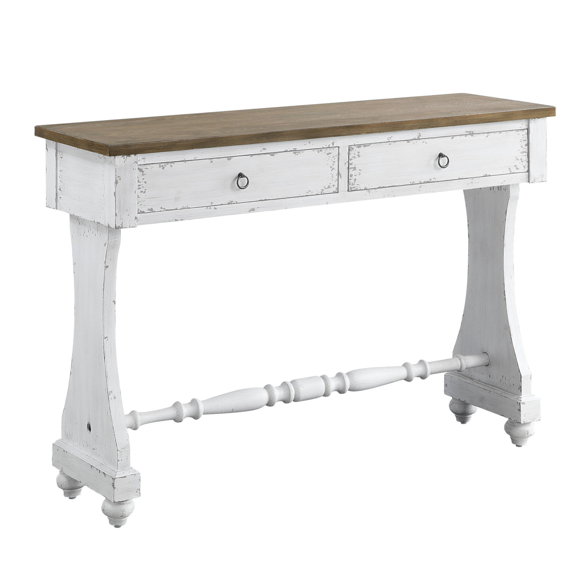 One Allium Way® Carminda Antique White Finish Console Table With Two Storage Drawers For Elegant ...