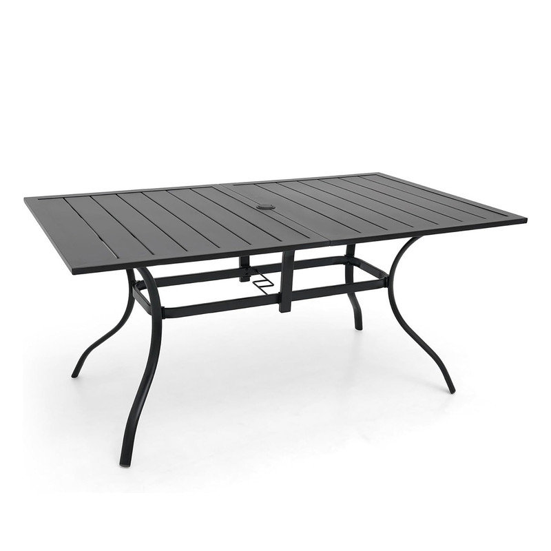 Red Barrel Studio® Outdoor Metal Frame Rectangle Patio Dining Table ...