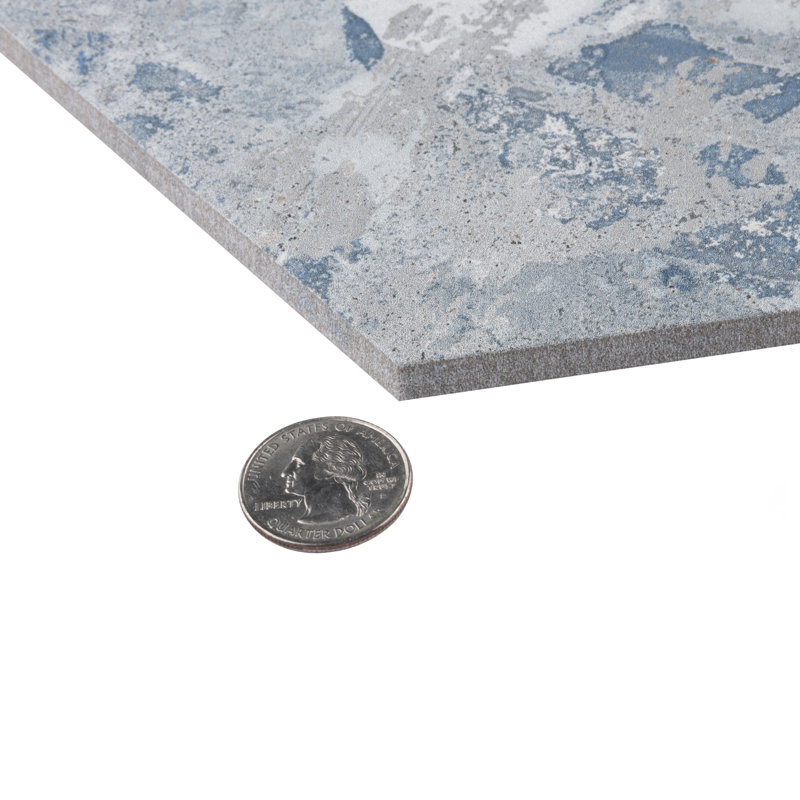 Merola Tile Recycle Hex 8.5" x 10" Porcelain Stone Look Wall & Floor ...