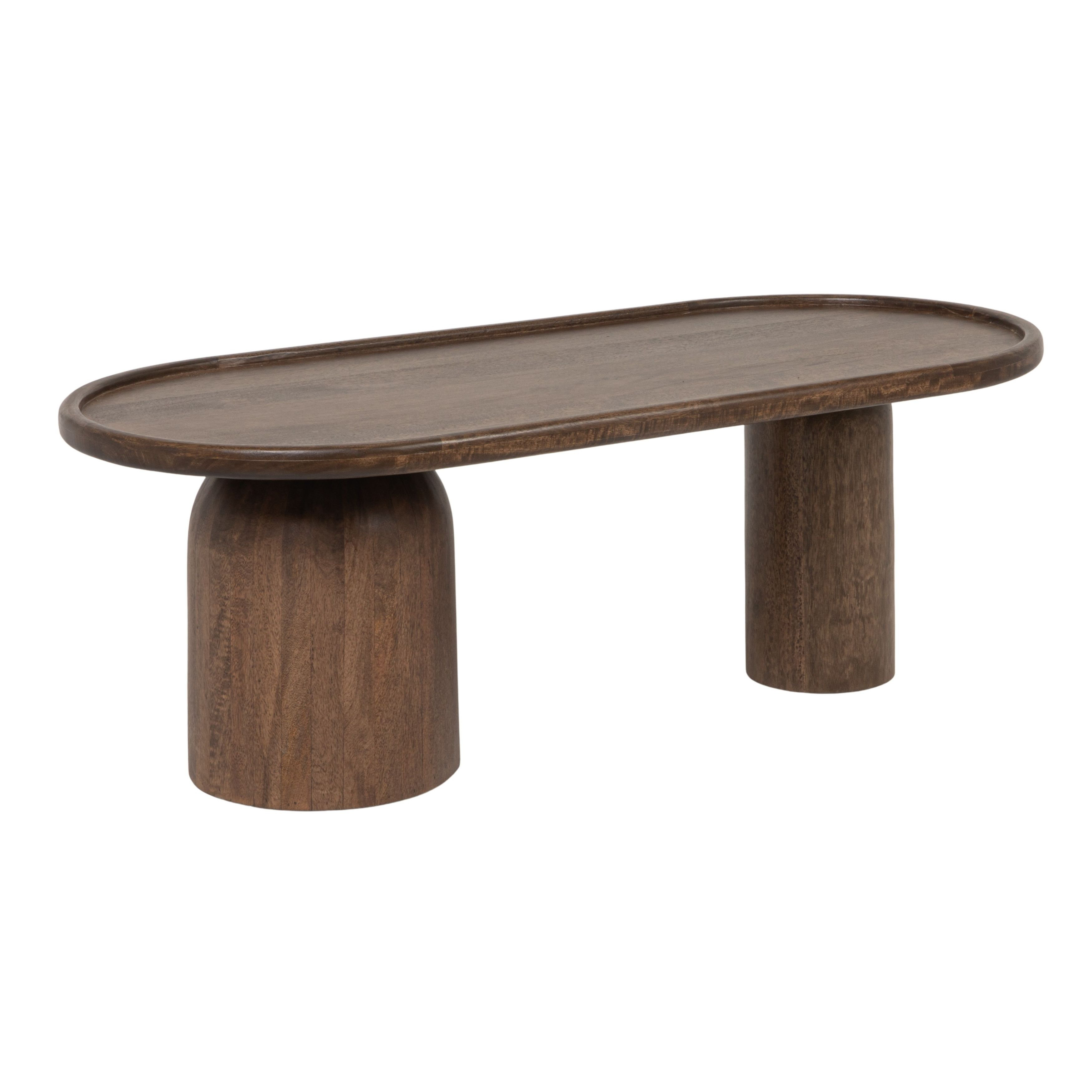 Rowena Interiors Asymmetrical Oval Mango Wood Coffee Table With Raised ...