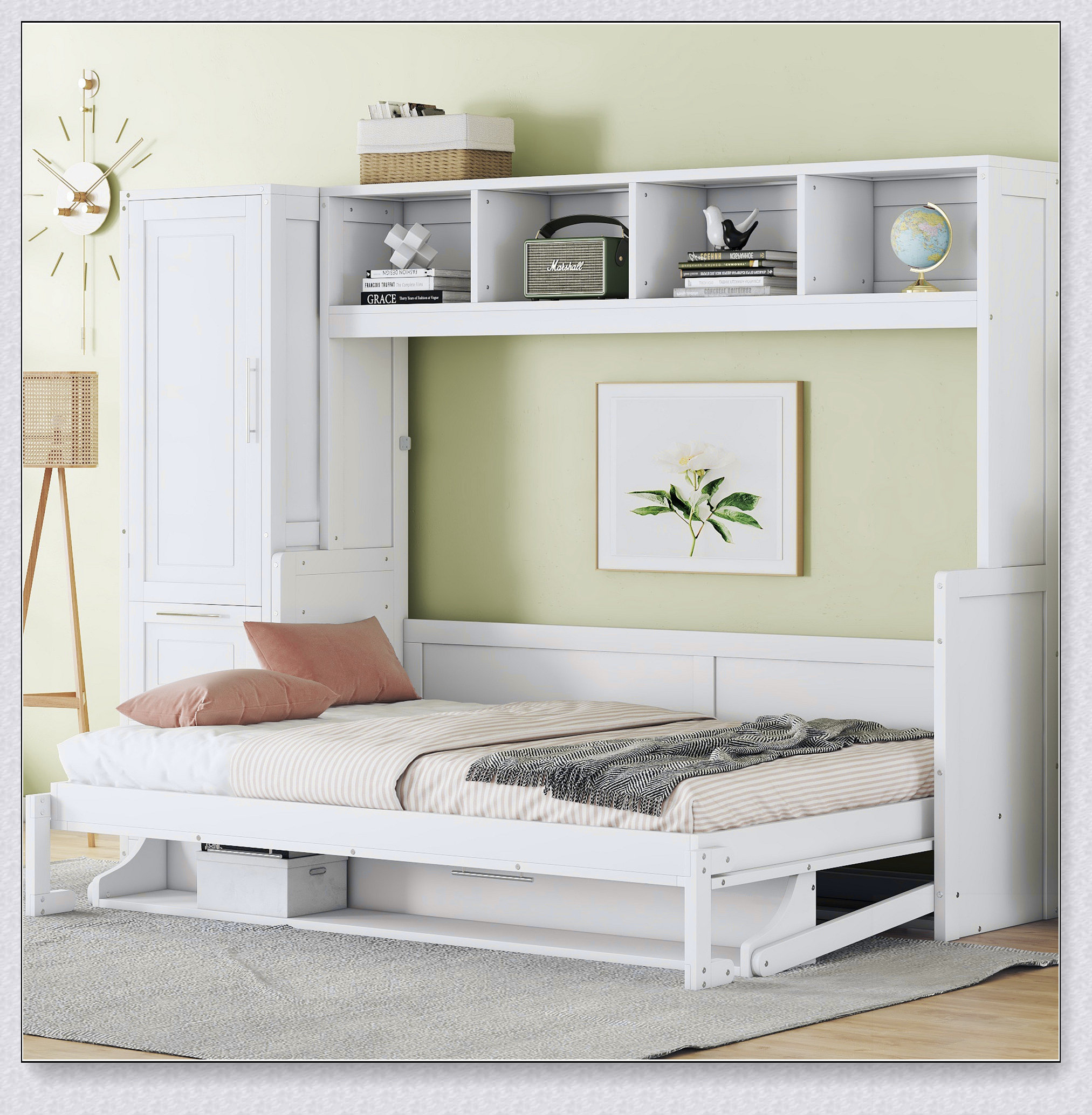 Hokku Designs Murphy Bed Wall Bed With Closet And Drawers | Wayfair