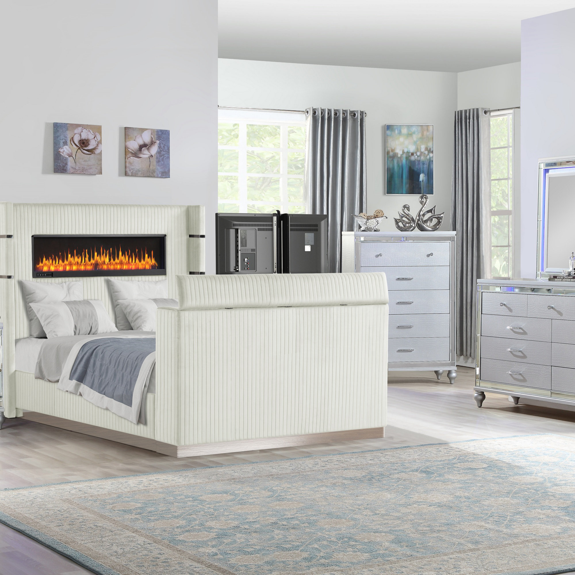 Wildon Home® Lavish Modern Style 5 Pc Queen Bedroom Set Made With ...