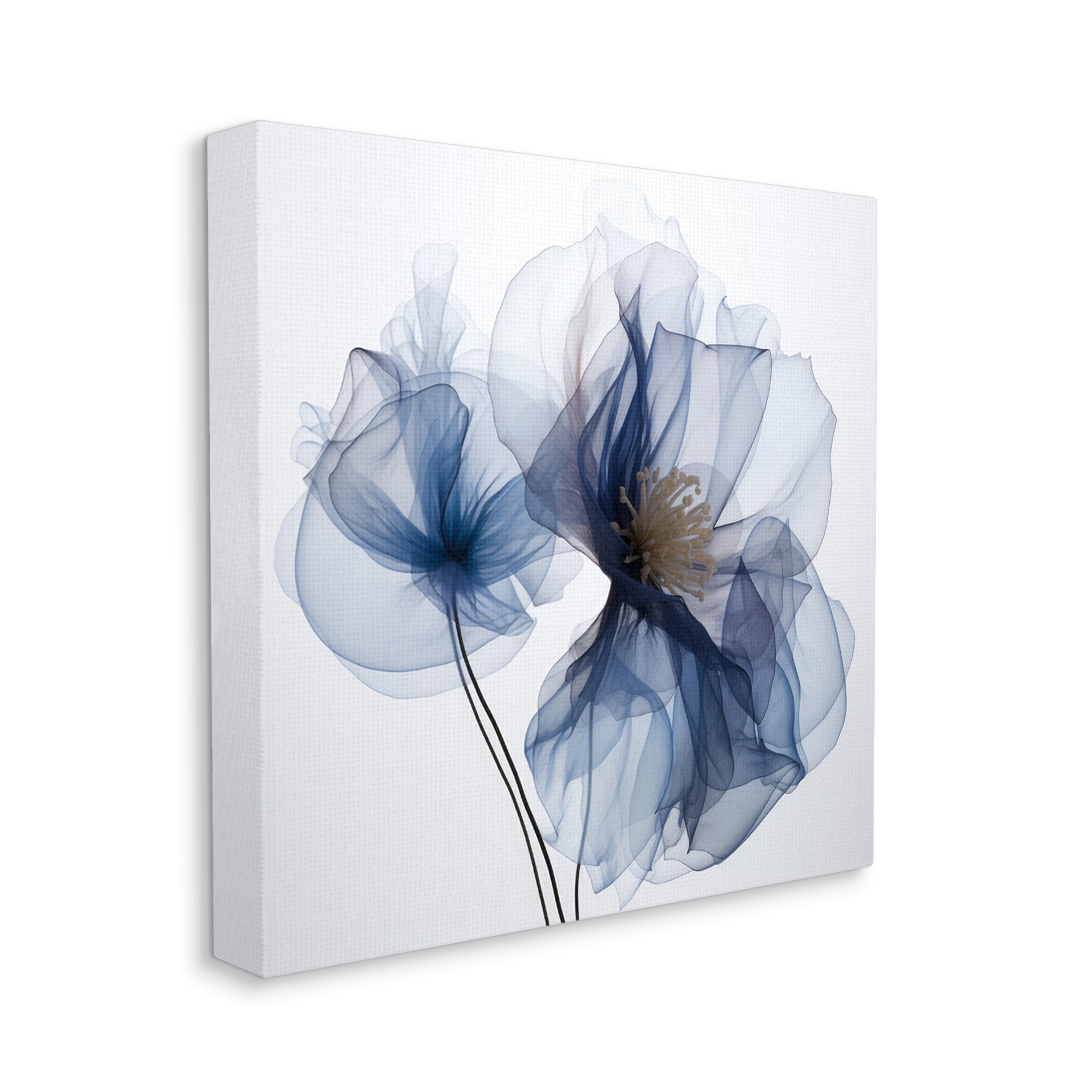 Ebern Designs Blue X-Ray Flowers by Irena Orlov - Wrapped Canvas Print ...