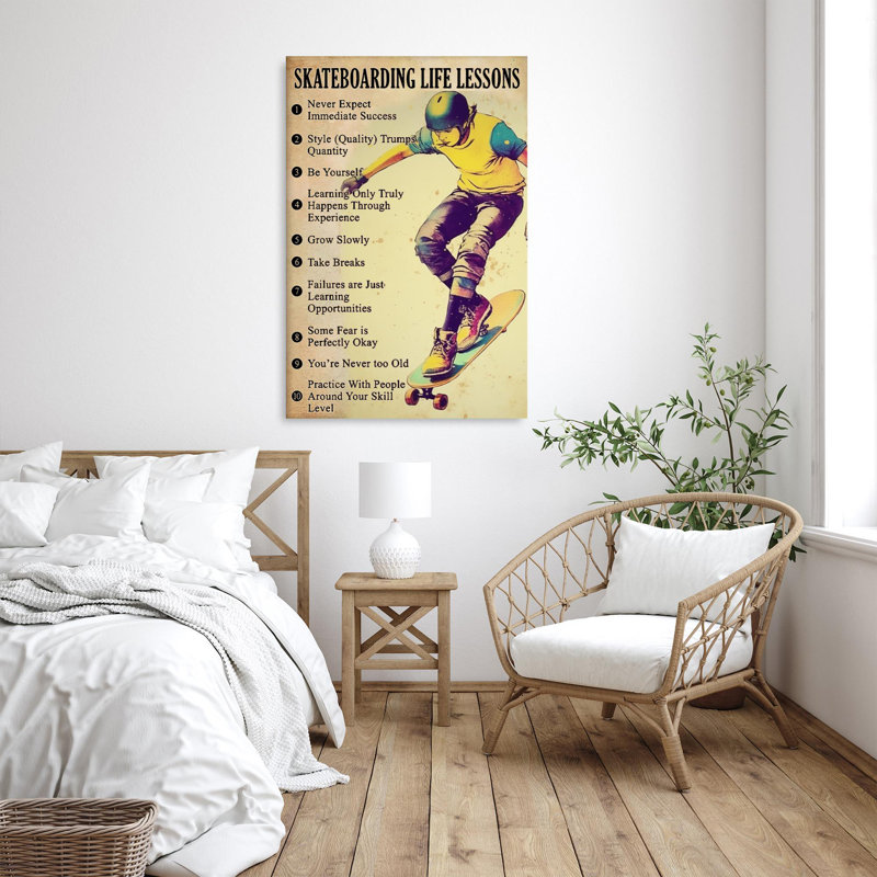 Trinx Skateboarding Life Lessons On Canvas Graphic Art | Wayfair