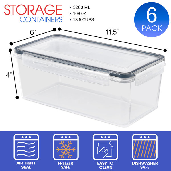 Sorbus Large Food Storage Containers - Pack of 6 with Air Tight, Four ...