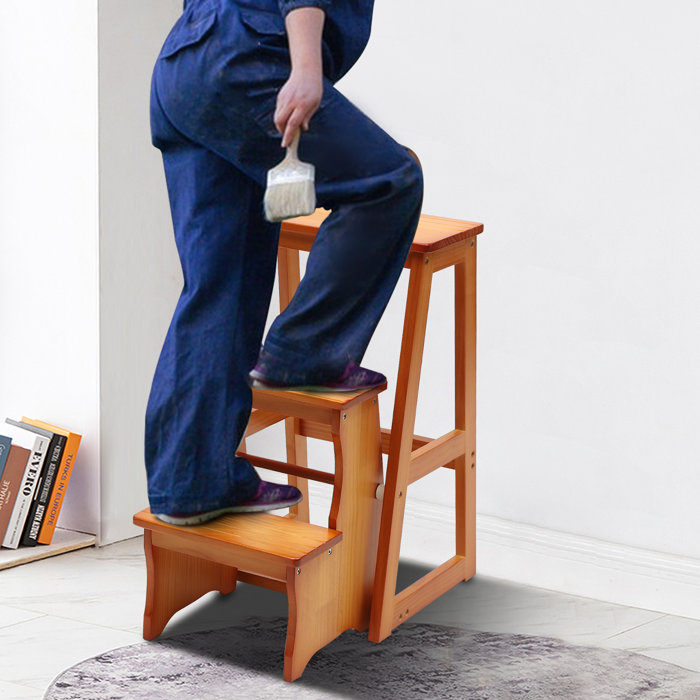 WFX Utility™ 3 - Step Wood Folding Step Stool | Wayfair