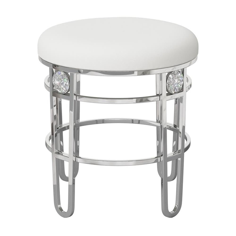 Everly Quinn Backless Metal Vanity Stool With Faux Diamond Cluster ...
