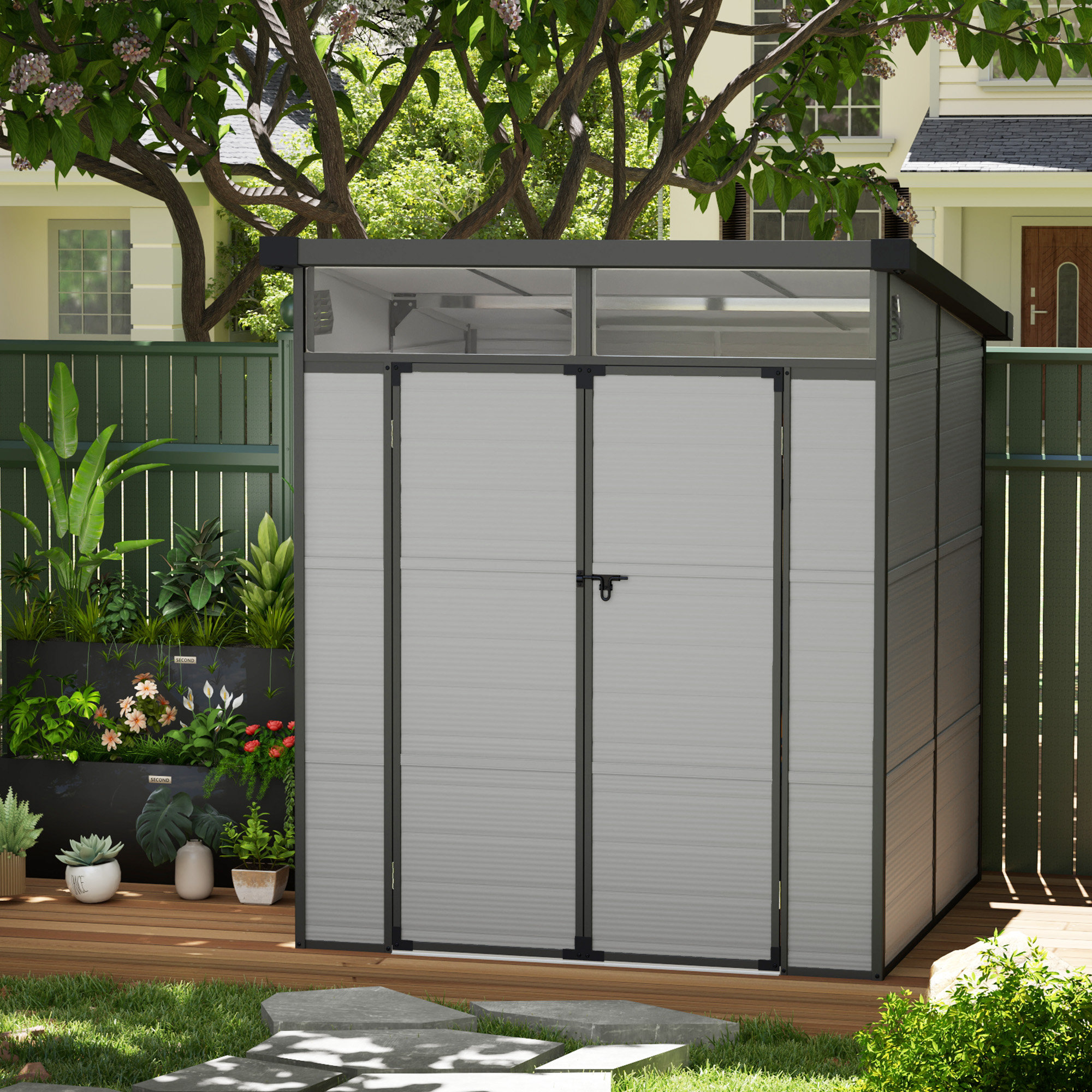 Latitude Run Garden 6 ft. W 6 ft. D Plastic Pent Storage Shed | Wayfair ...