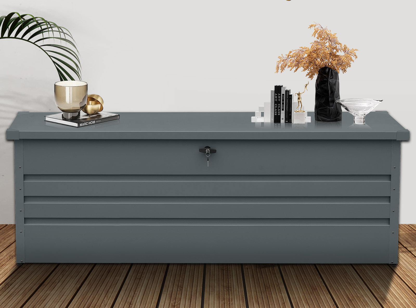 GhomeG 260 Gallon Metal Outdoor Deck Box Waterproof, Extra Large Patio ...